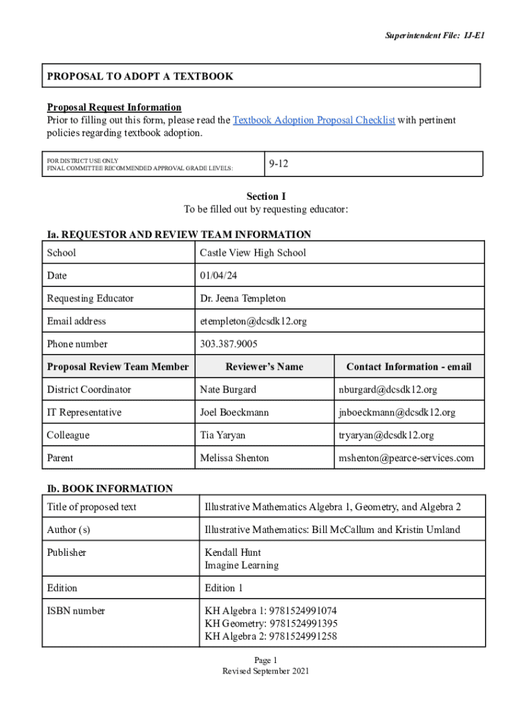 Fillable Online Textbook Adoption Proposal Illustrative Mathematics AGA ...