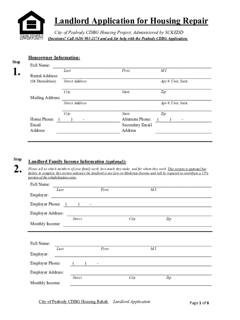 Fillable Online CDBG Housing Rehabilitation Application Fax Email Print - pdfFiller