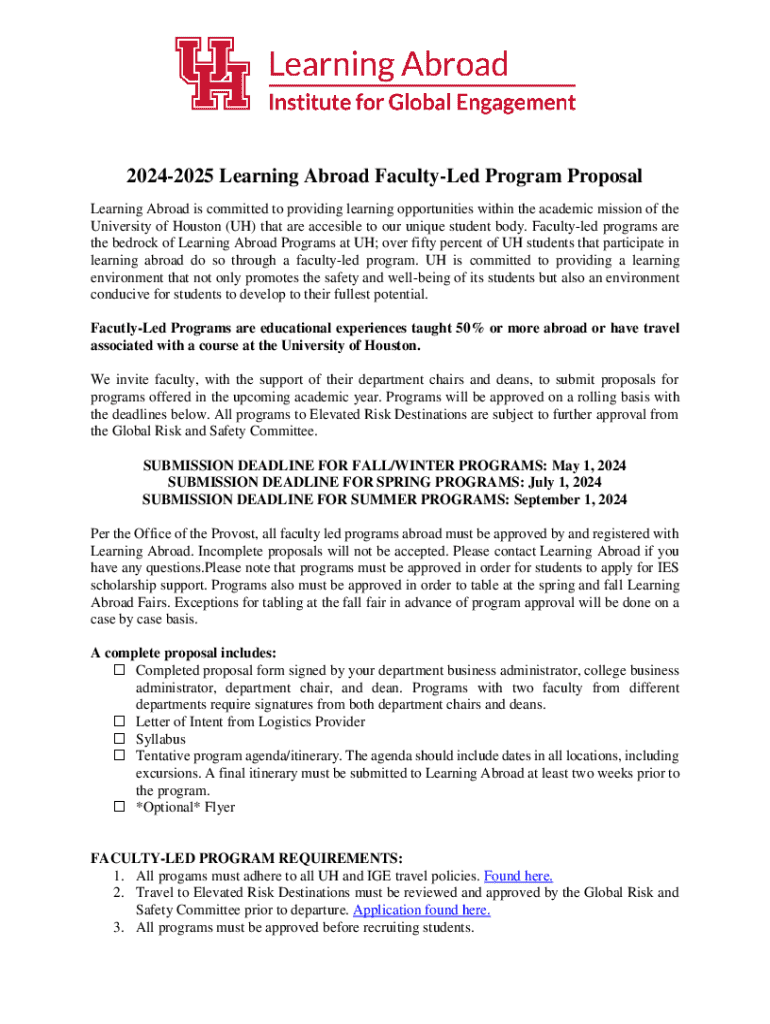 Fillable Online 2024-2025 Learning Abroad Faculty-Led Program Proposal Fax Email Print - pdfFiller