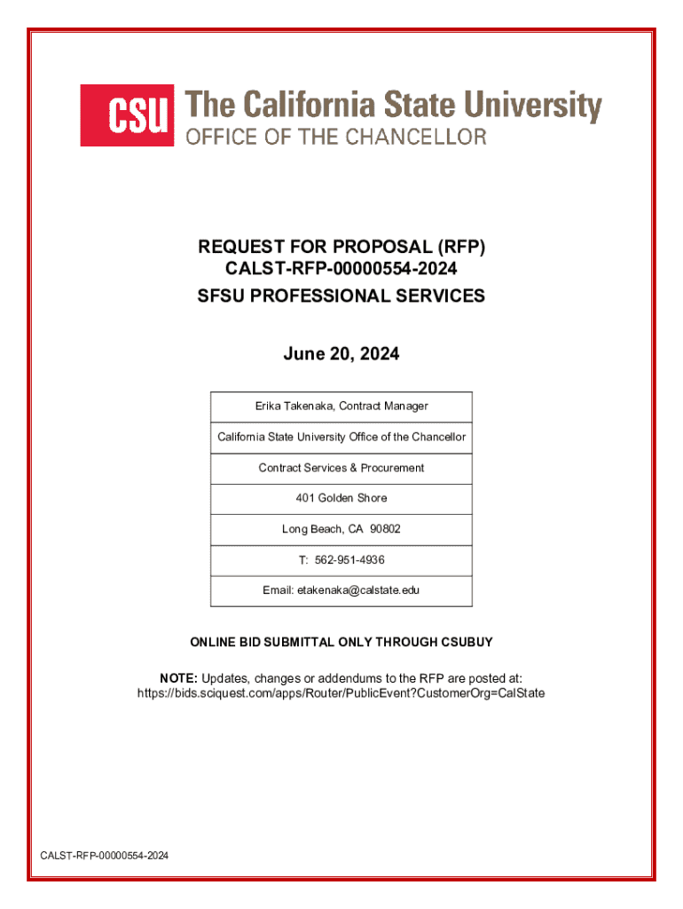 Fillable Online REQUEST FOR PROPOSAL (RFP) CALST-RFP-00000554 ... Fax ...