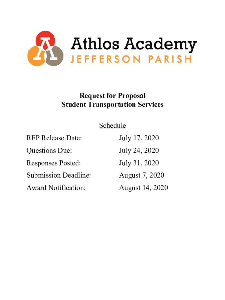 Fillable Online Request for Proposals Student Transportation Services ...