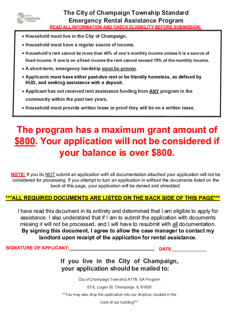 Fillable Online The Champaign County Rental Assistance Program Your ... Fax Email Print - pdfFiller