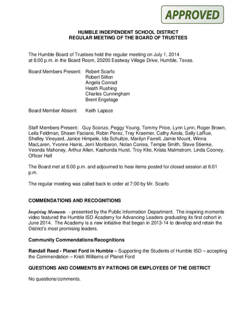 Fillable Online Humble ISD board puts superintendent on paid leave Fax Email Print - pdfFiller