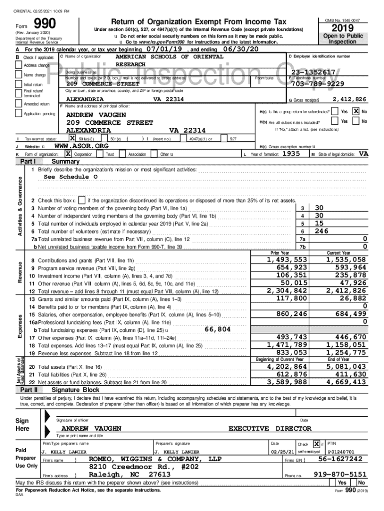 Fillable Online A For the 2019 calendar year, or tax year beginning 07 ...