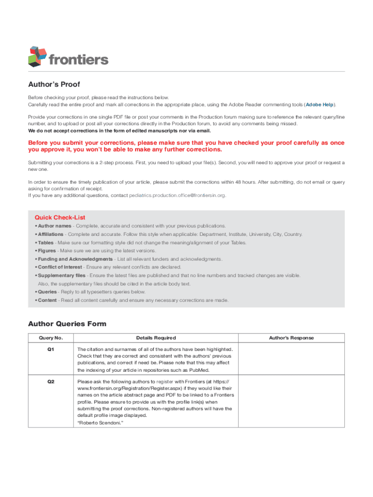Fillable Online Author\'s Proof Author Queries Form Fax Email Print - pdfFiller