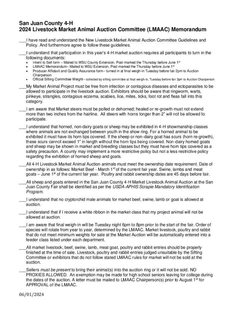 Fillable Online 2024 Livestock Market Animal Auction Committee (LMAAC ...