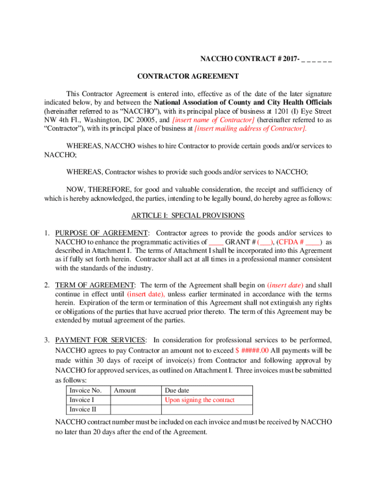 Fillable Online Contractor Agreement Sample Contracts Fax Email Print - pdfFiller