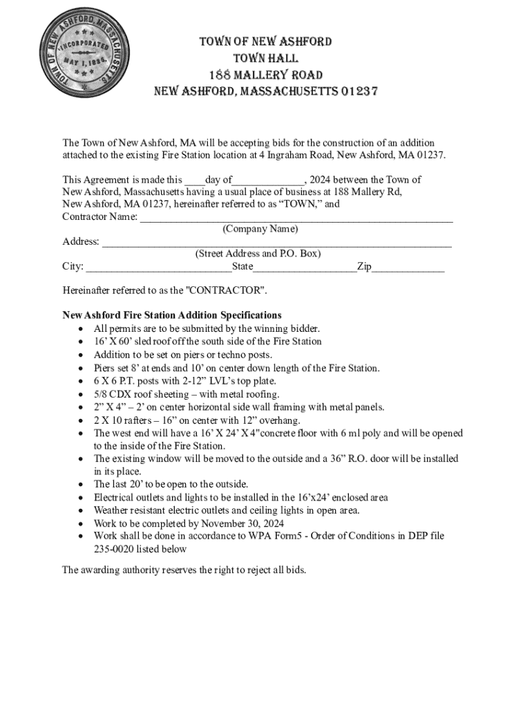 Fillable Online Ads for Town Of New Ashford in New Ashford, MA Fax ...