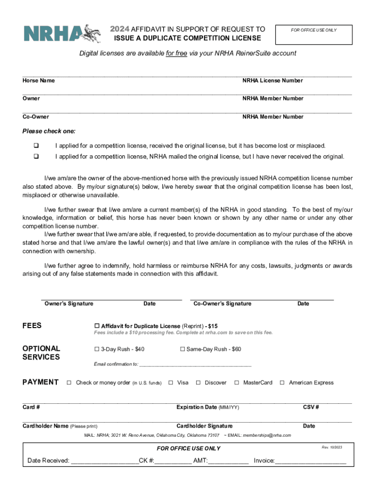 Fillable Online 2024 Duplicate License Affidavit Fax Email Print - pdfFiller