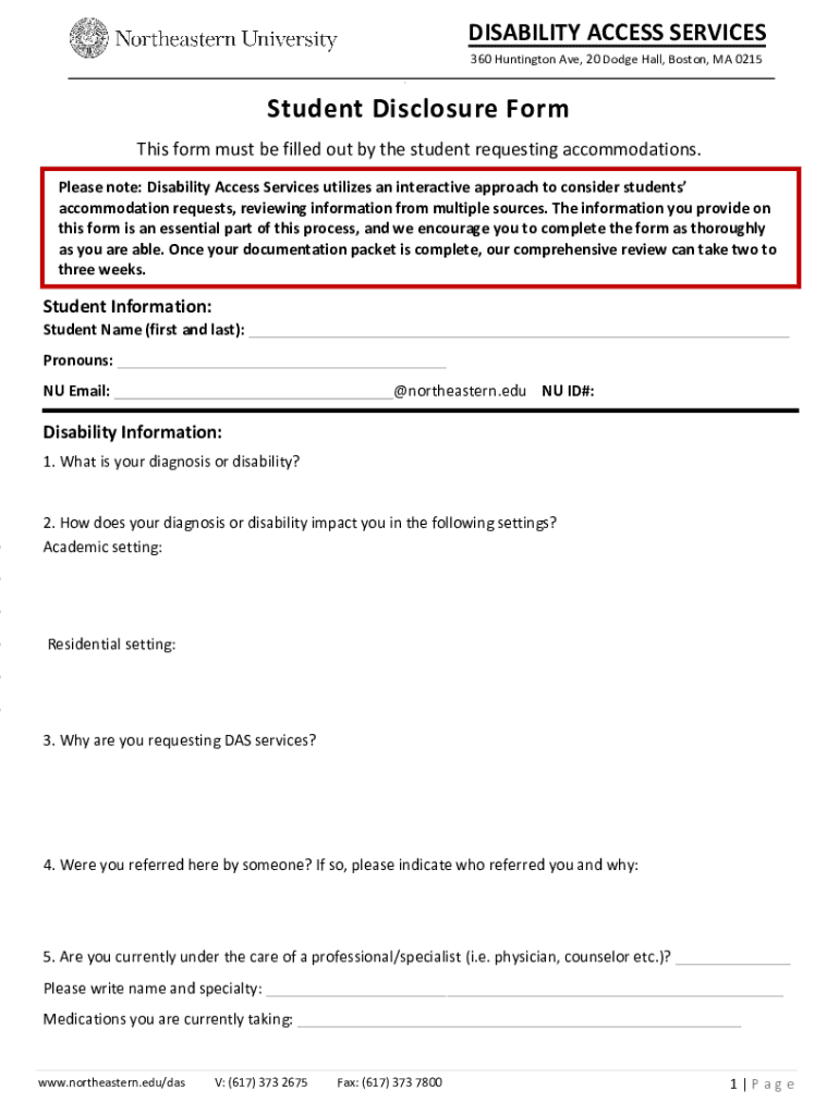 Fillable Online Student Disclosure Form - CDN Fax Email Print - pdfFiller