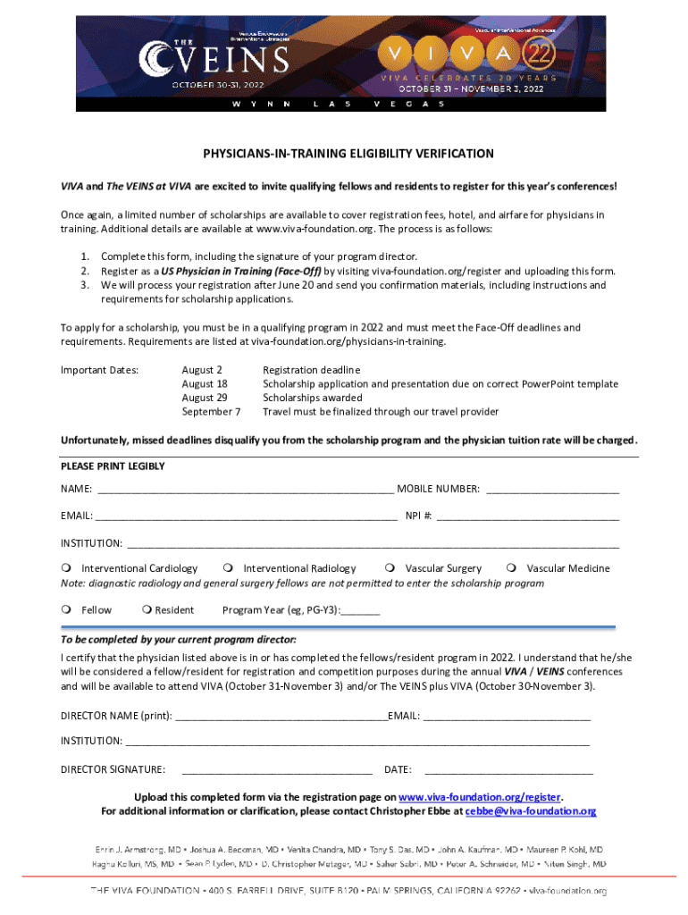Fillable Online PHYSICIANS-IN-TRAINING ELIGIBILITY VERIFICATION Fax Email Print - pdfFiller