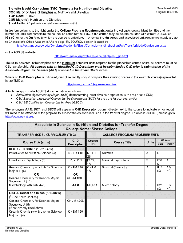 Fillable Online Transfer Model Curriculum (TMC) Template for Art ...