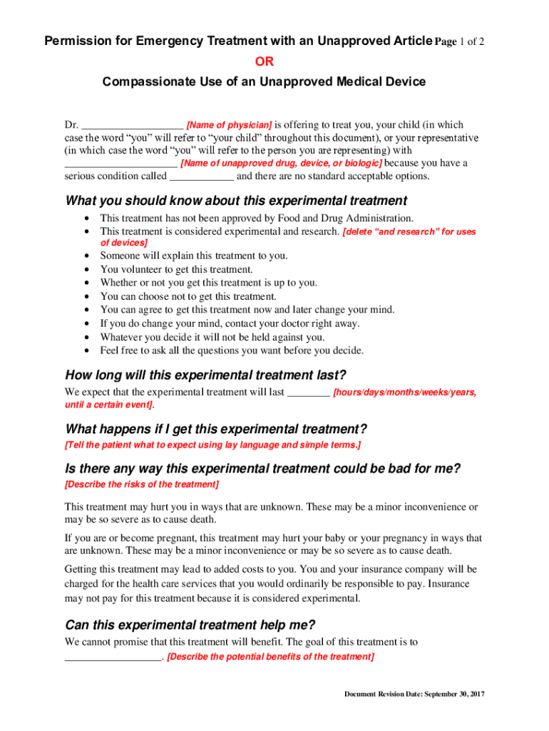 Fillable Online Expanded Access to Unapproved Medical Devices Fax Email Print - pdfFiller