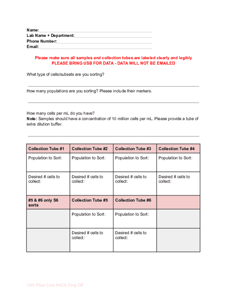 Fillable Online Flow Core Sample Drop Off Fax Email Print - pdfFiller