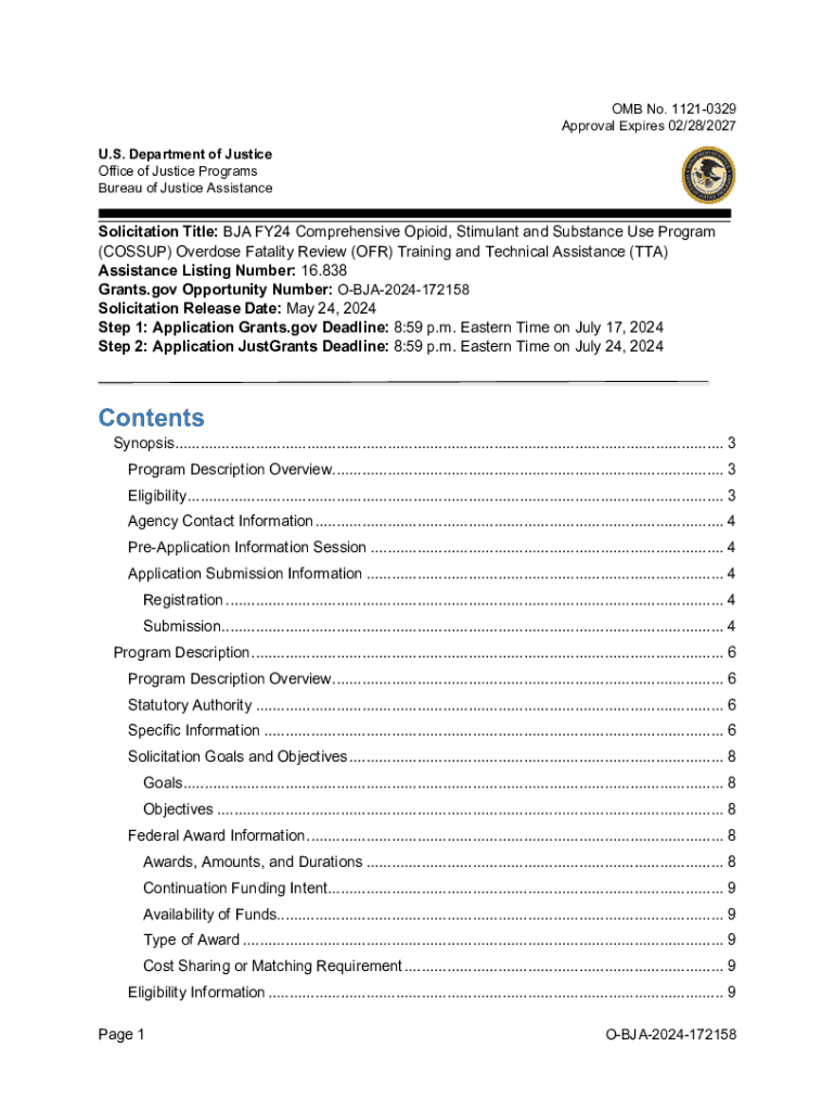 Fillable Online BJA FY24 Comprehensive Opioid, Stimulant and Substance ...