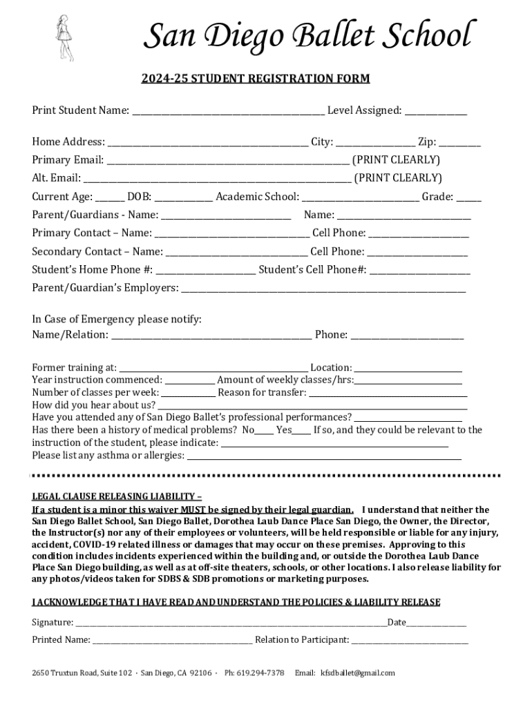 Fillable Online Overview City Ballet School of San Diego ballet programs. Fax Email Print ...