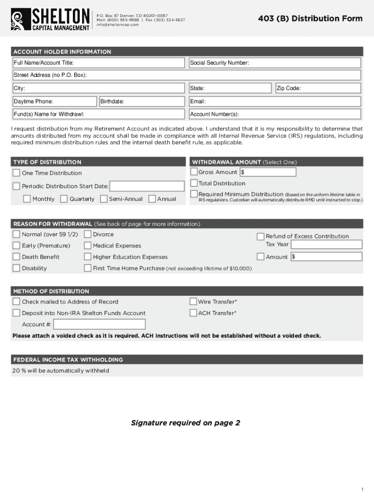 Fillable Online 403 (B) Distribution Form Fax Email Print - pdfFiller