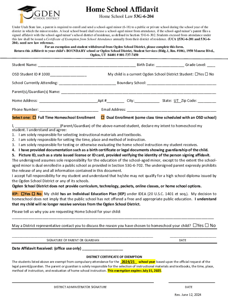 Fillable Online How to Comply with Utah\'s Homeschool Law Fax Email ...