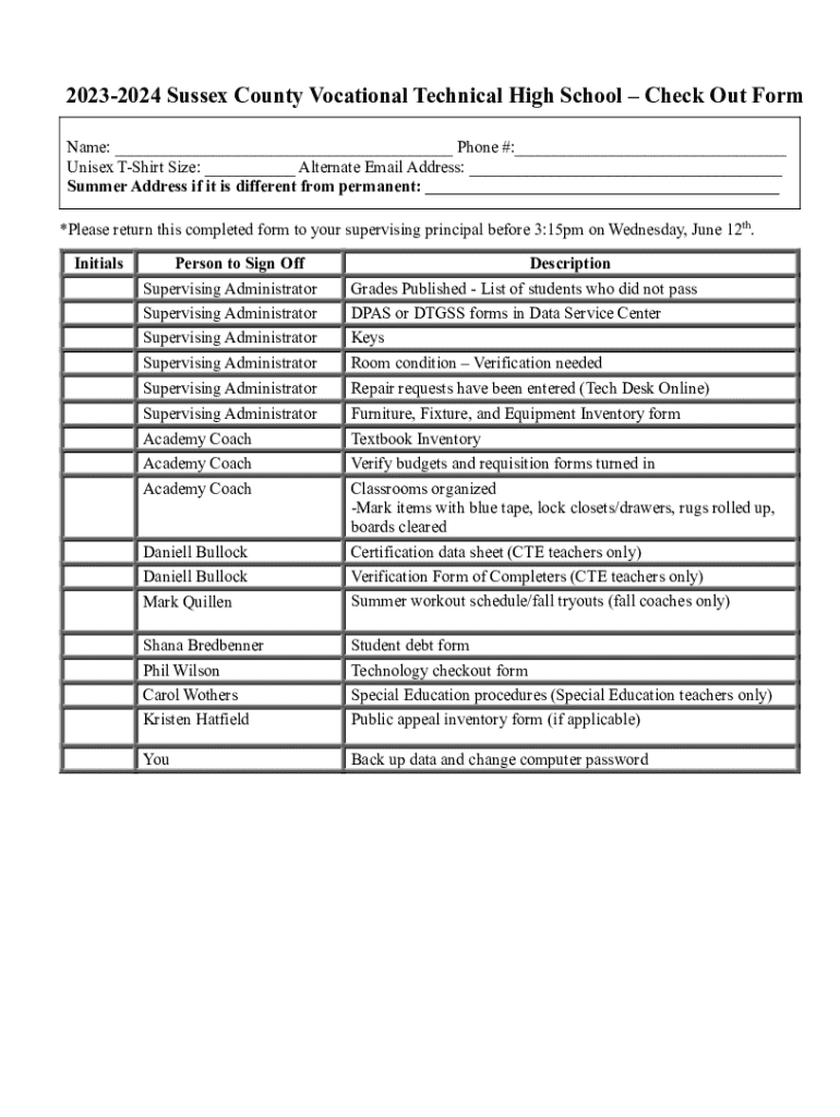 Fillable Online 2023-2024 Sussex County Vocational Technical High ...