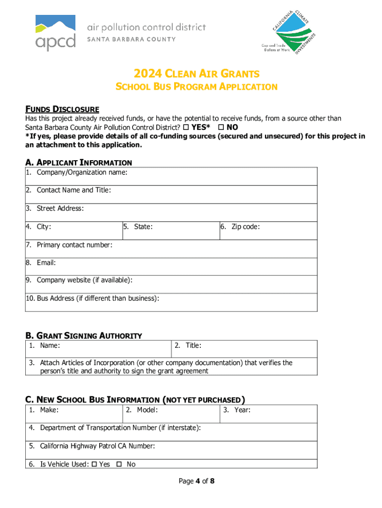 Fillable Online Application window for 2024 Clean Air Grant funding ...
