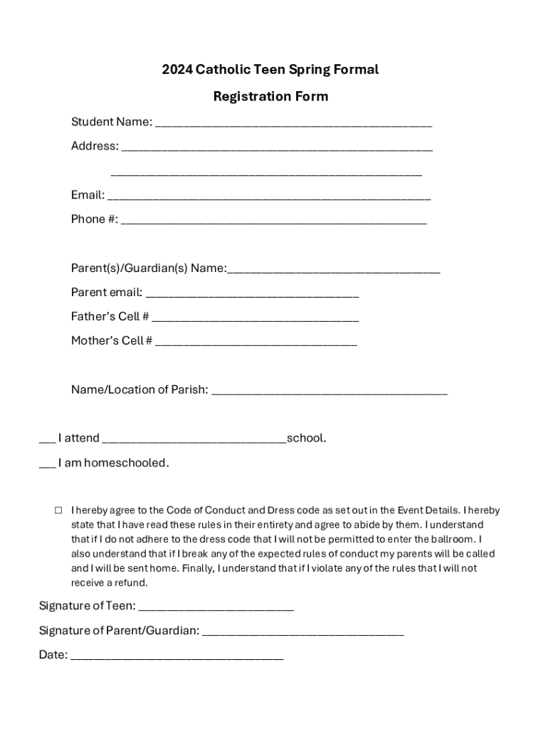 Fillable Online St. Frances Cabrini OCIA for Teens Registration Form ...