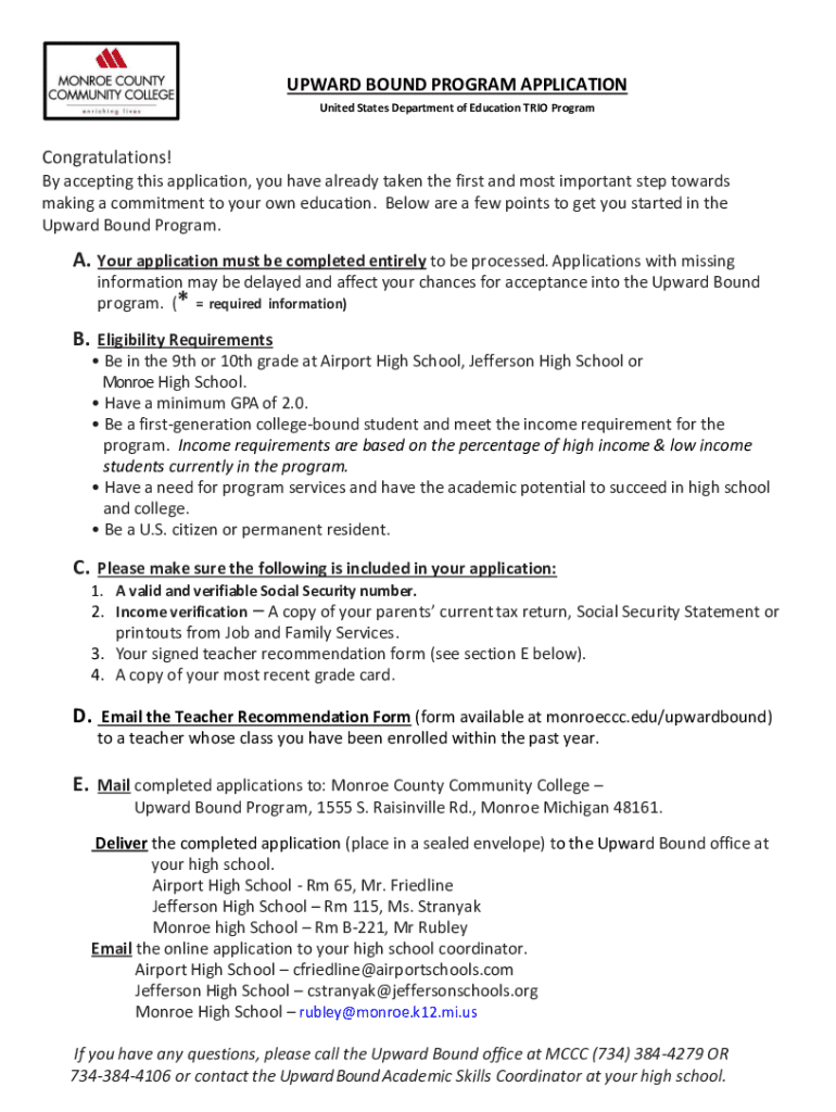 Fillable Online Upward Bound Application 2022-2023 Fax Email Print - pdfFiller