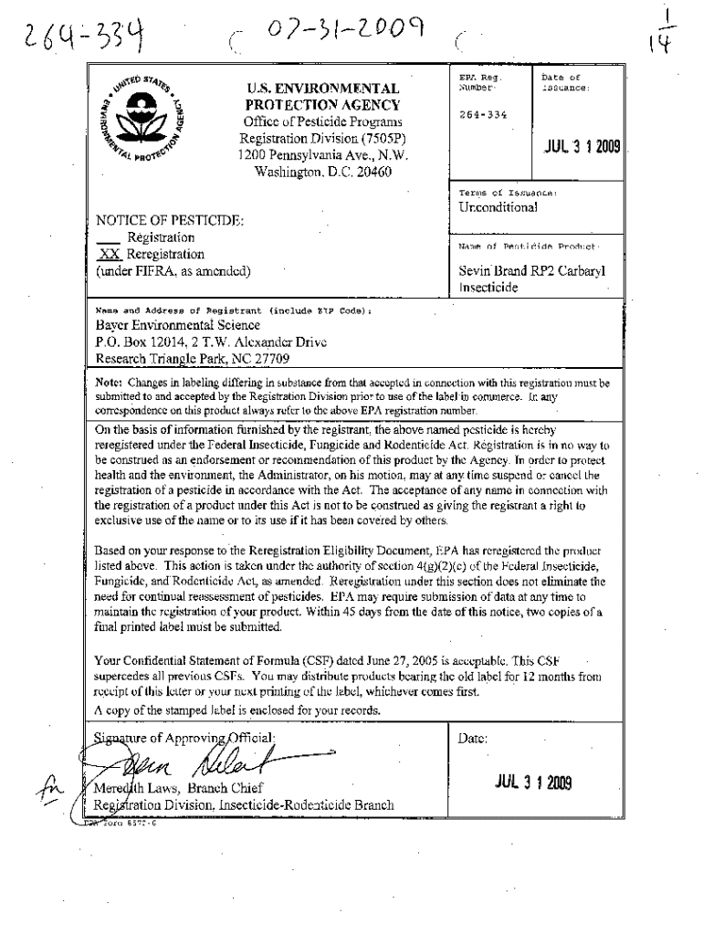 Fillable Online U.S. EPA, Pesticide Product Label, SEVIN BRAND RP2 ...