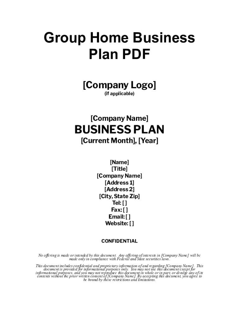 Fillable Online Residential Assisted Living Facility Business Plan PDF ...