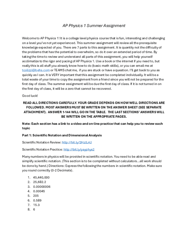 Fillable Online It is a college level physics course that is fun ...