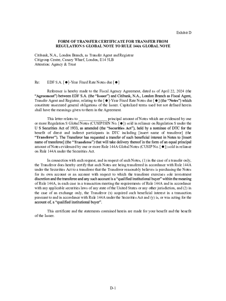 Fillable Online B-1 EXHIBIT B FORM OF CERTIFICATE OF TRANSFER To Fax ...