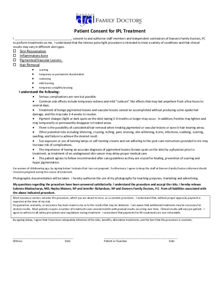 Fillable Online Patient Consent for IPL Treatment Fax Email Print ...