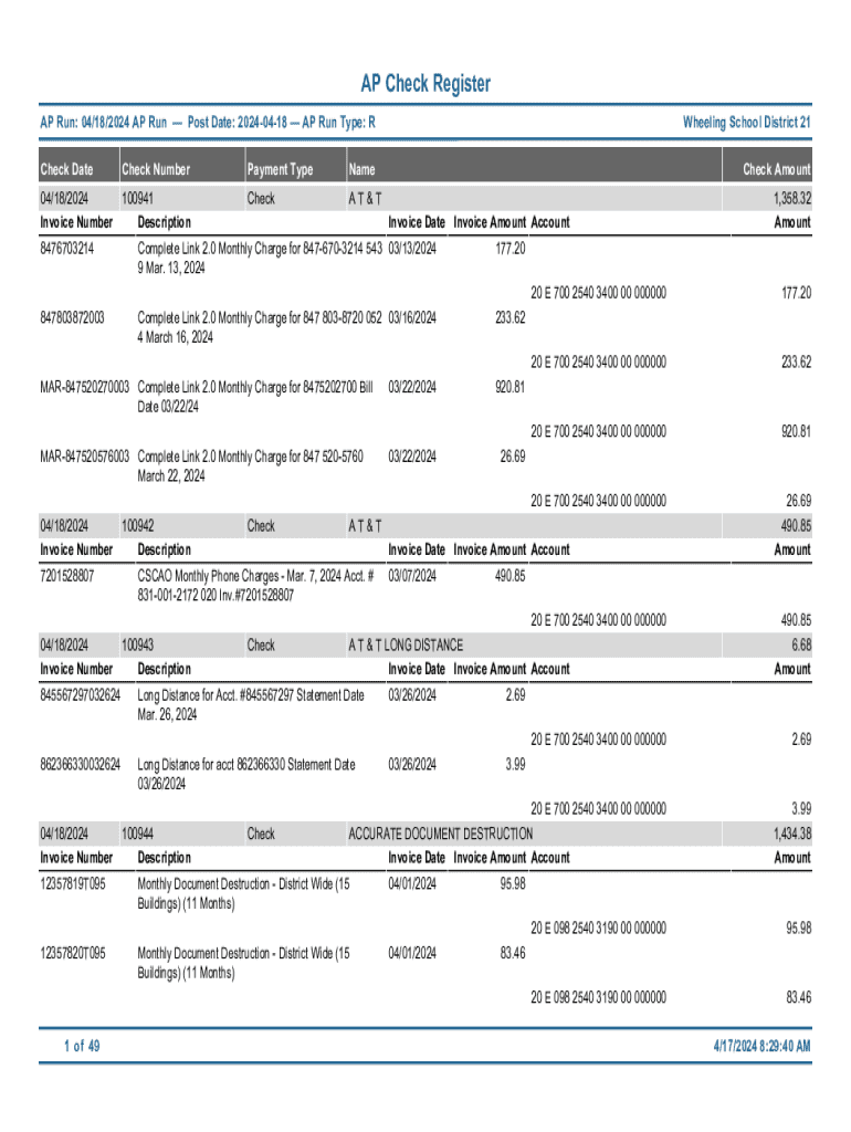 Fillable Online AP Run: 04/18/2024 AP Run Post Date: 2024-04-18 AP Run ...