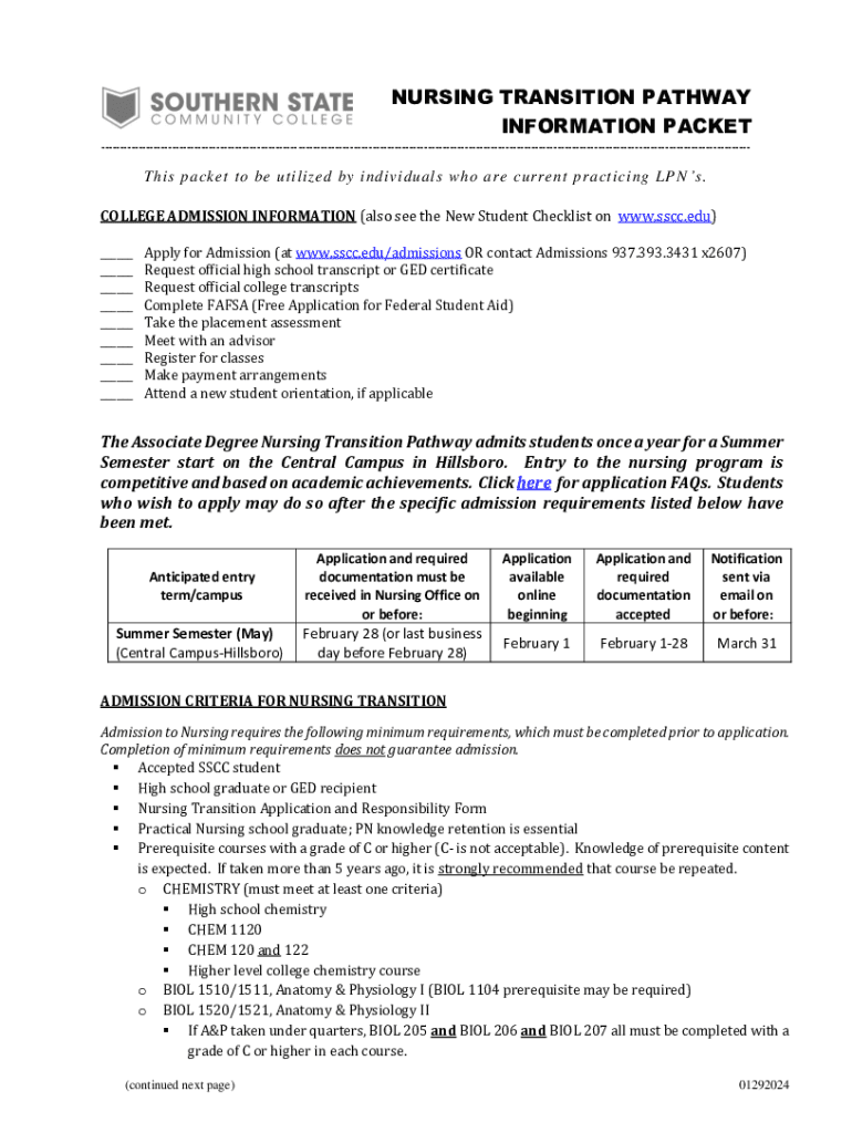 Fillable Online Nursing Transition Pathway Information Packet Fax Email ...