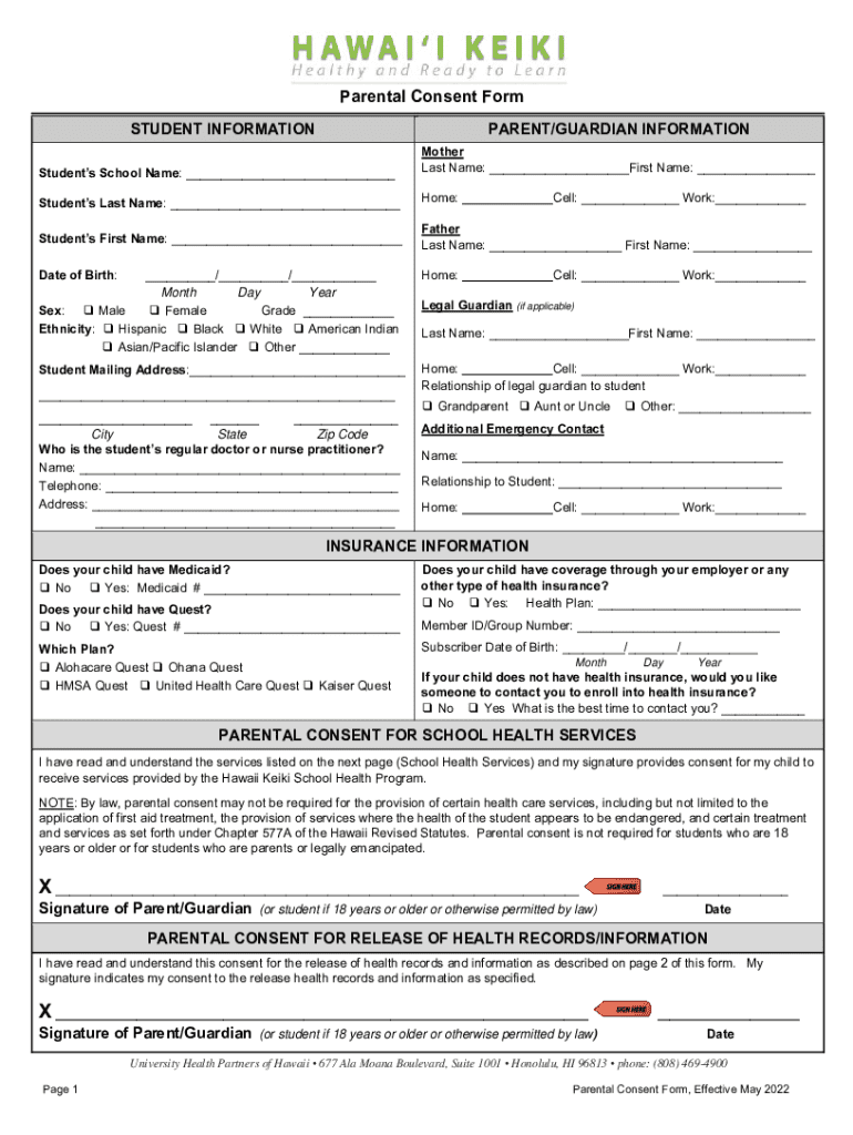 Fillable Online Sign this Hawai\'i Keiki Consent Form and Your Child ...