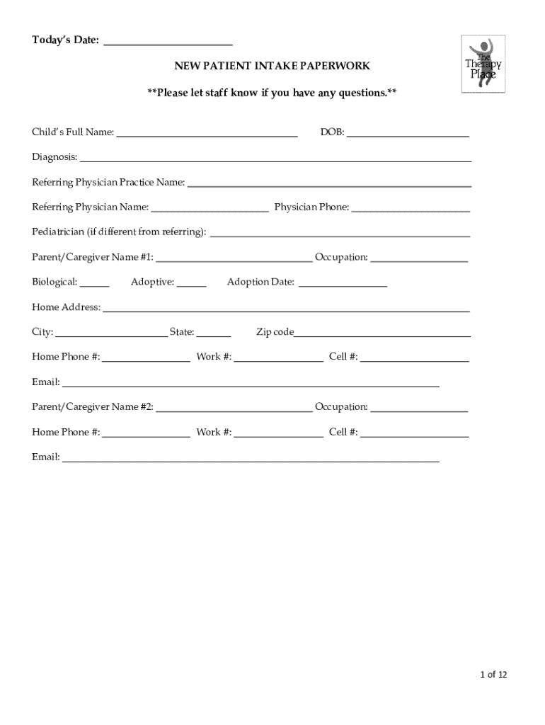 Fillable Online PATIENT INTAKE FORM Legal Name of Patient: Date of Birth: Fax Email Print ...