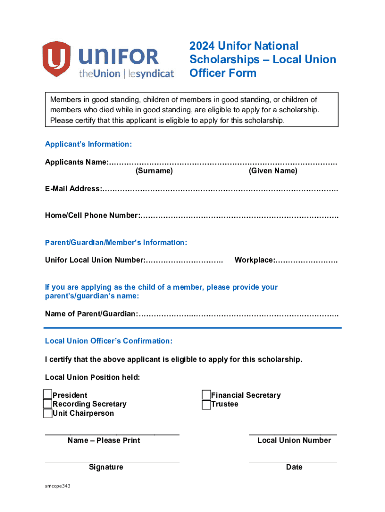 Fillable Online Local Union Officer Form Fax Email Print - pdfFiller