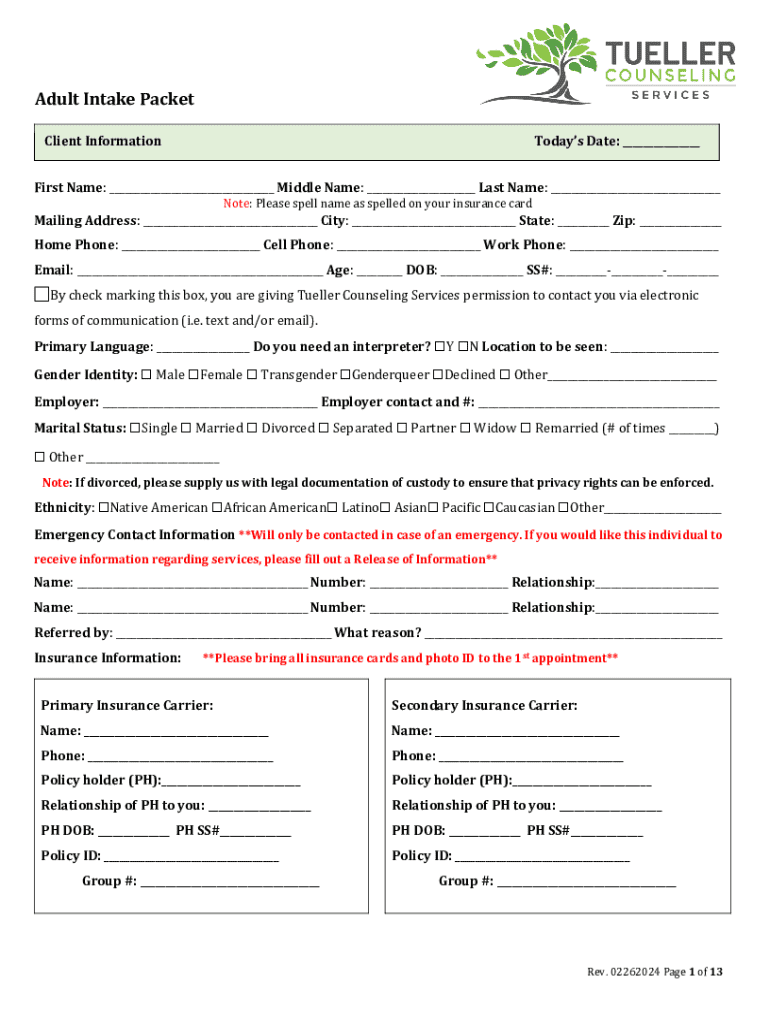 Fillable Online 1-client-intake-form-adult.pdf - Danielle Allen, LMFT ...