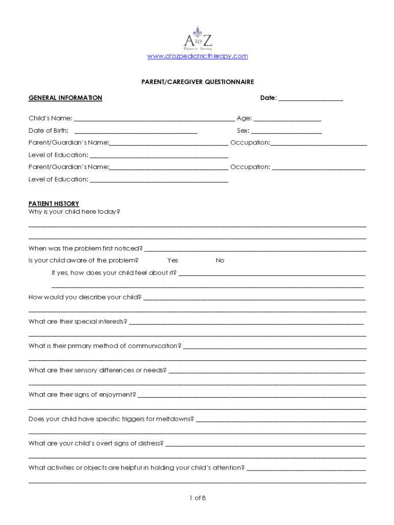 Fillable Online Family Friends Caregiver Information Fax Email Print ...