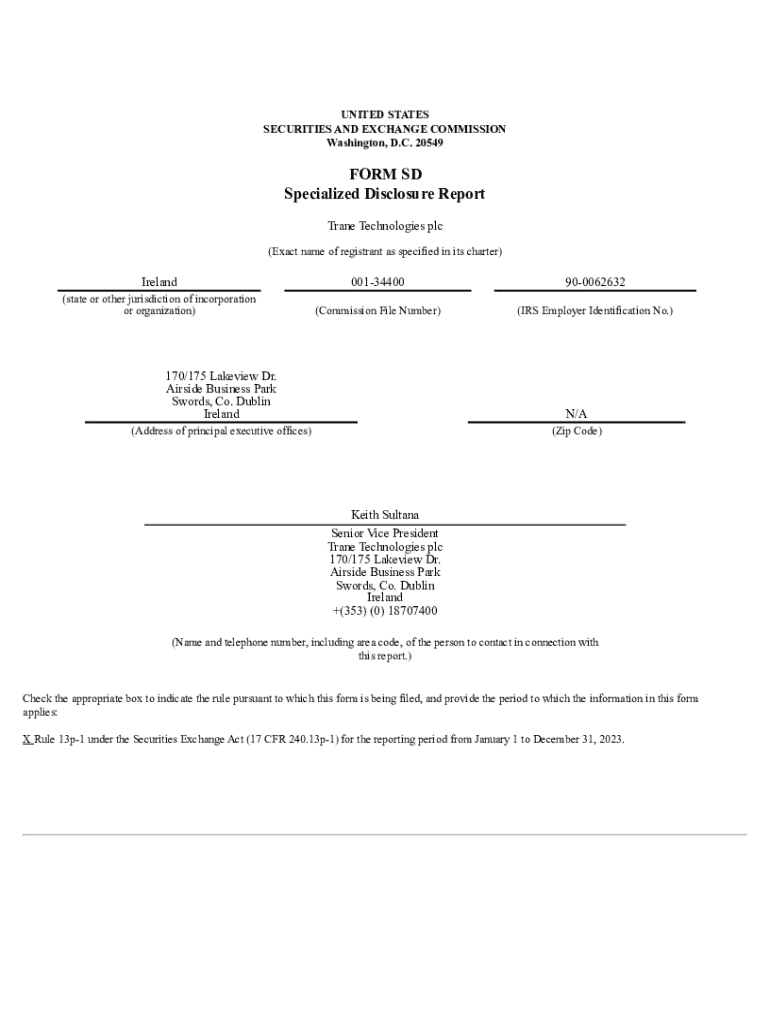 Fillable Online Form 144 Trane Technologies plc Filed by: Camuti Paul A ...