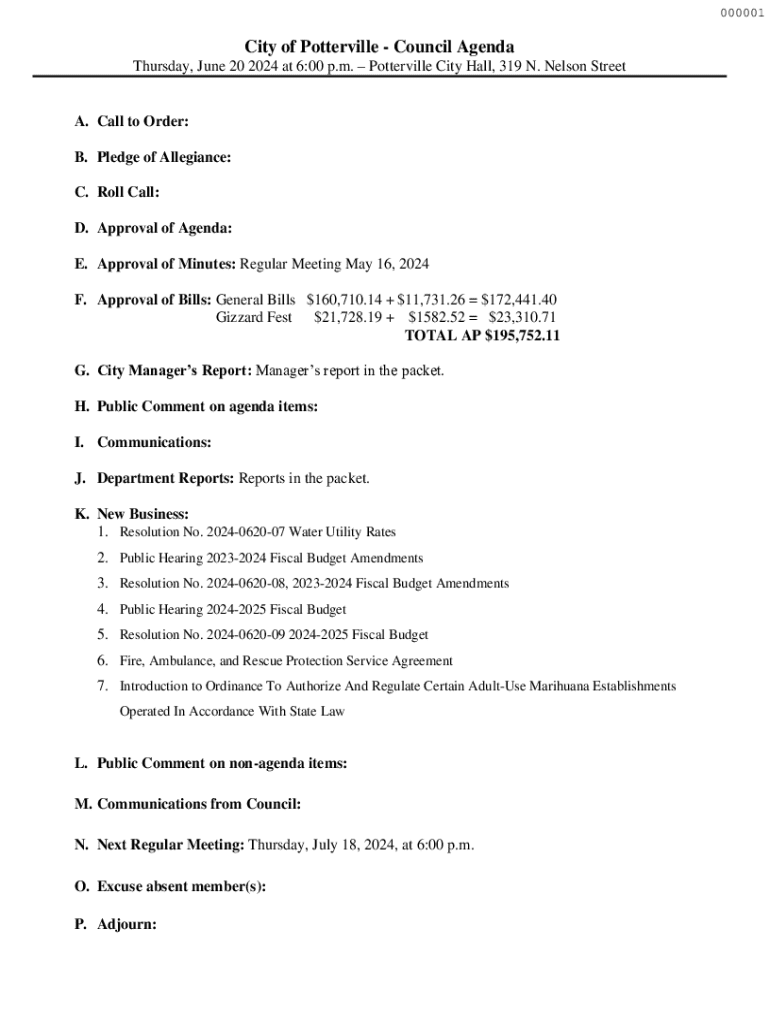 Fillable Online CITY COUNCILCity of Potterville Fax Email Print - pdfFiller