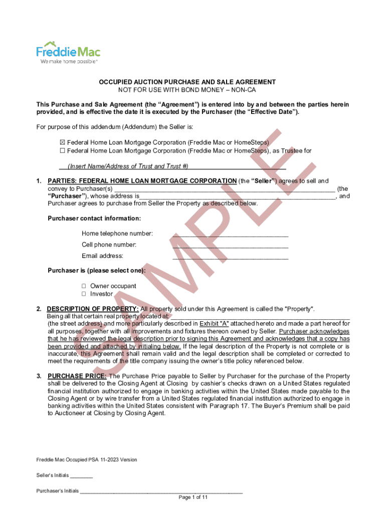 Fillable Online OCCUPIED AUCTION PURCHASE AND SALE AGREEMENT Fax Email ...