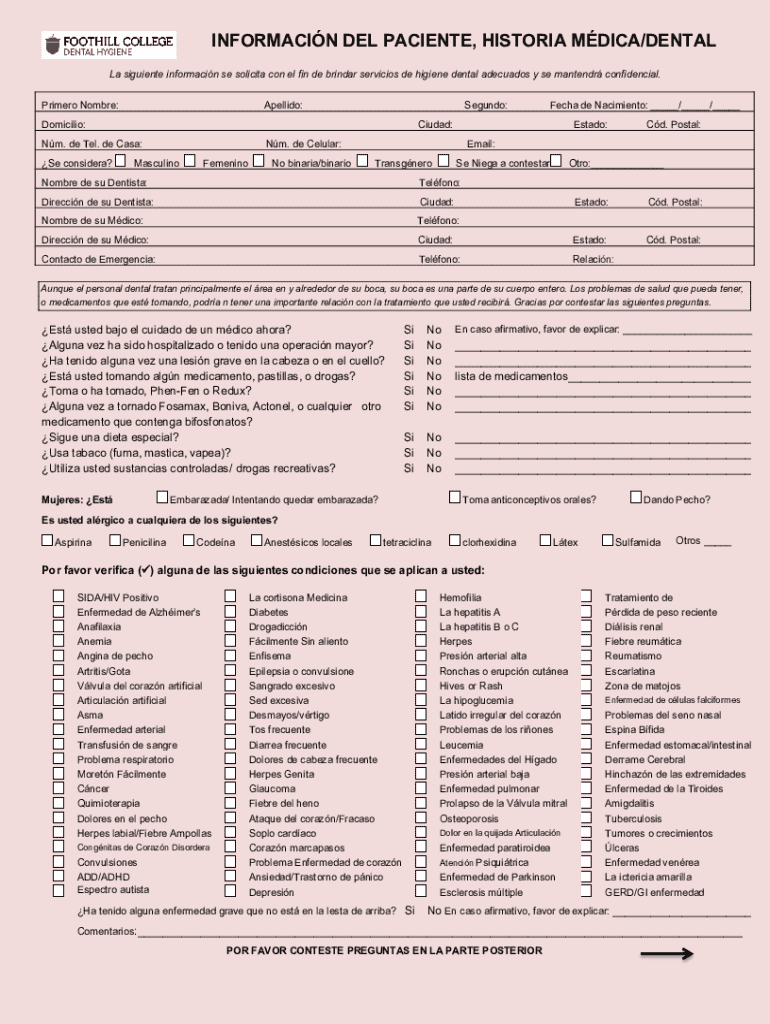 Rellenable en línea Gua de Servicios para el Paciente - College of Dental Medicine Fax Email ...