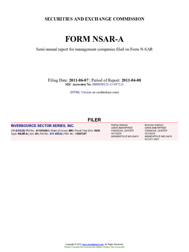 Fillable Online RIVERSOURCE SECTOR SERIES, INC. (Form. Accession Number ...