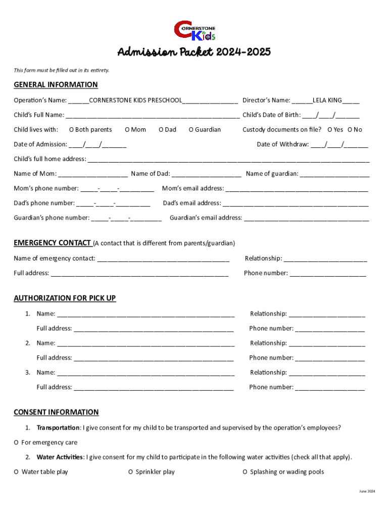 Fillable Online Cornerstone SchoolPlay-Based Preschool Summit, New ... Fax Email Print - pdfFiller