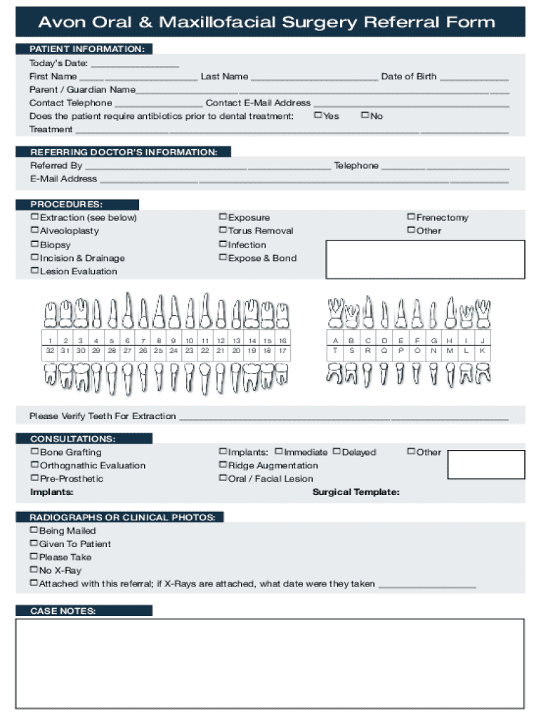 Fillable Online Avon Oral & Maxillofacial Surgery Referral Form Fax Email Print - pdfFiller