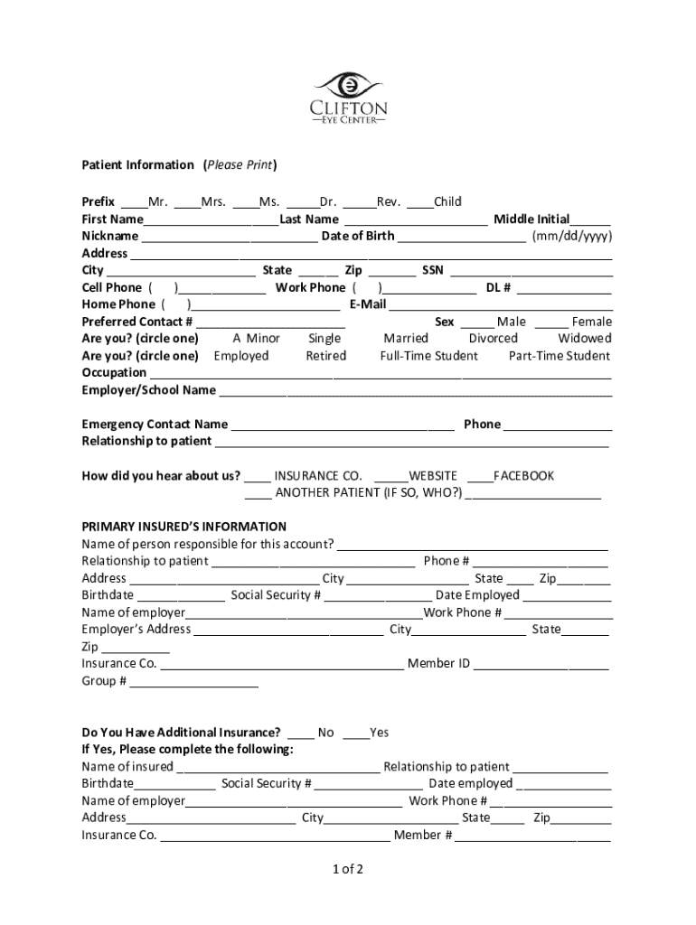 Fillable Online NEW PATIENT FORMS updated jan 2024 Fax Email Print - pdfFiller