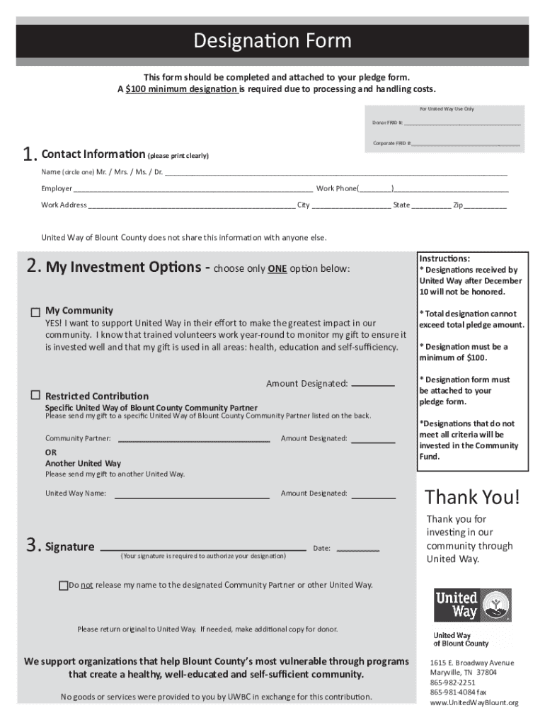 Fillable Online This form should be completed and attached to your pledge form Fax Email Print ...