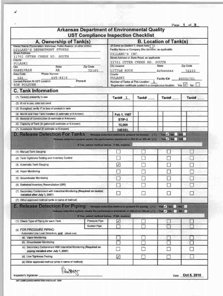 Fillable Online EPA Region 9 - UST Inspection Checklist Fax Email Print ...