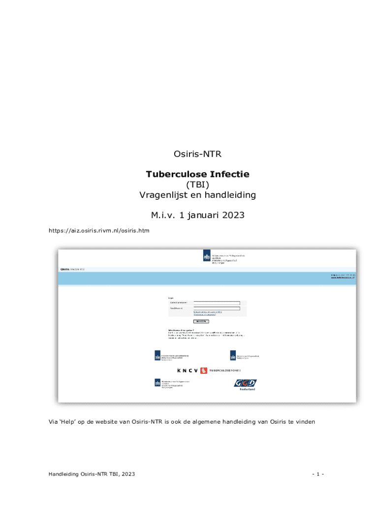 In te vullen online Osiris-NTR Tuberculose ziekte Vragenlijst en handleiding ... Fax Email Print ...