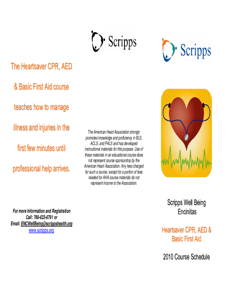 Fillable Online The Heartsaver CPR, AED & Basic First Aid course ...